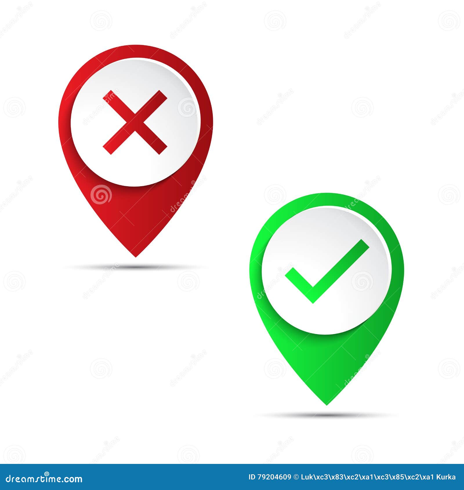 Red and Green 3d Pointer with Confirmation and Rejection Icon Stock ...