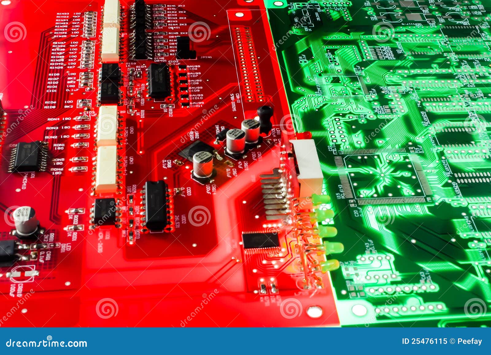 Red and Green Electronic Board Stock Image - Image of electronic ...