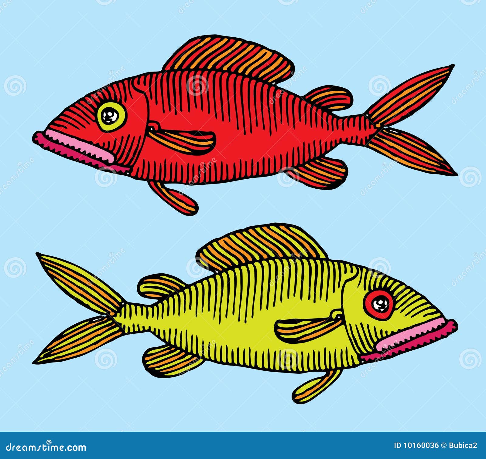 Red and Green Fish Hand Drawing Stock Vector - Illustration of swimming ...