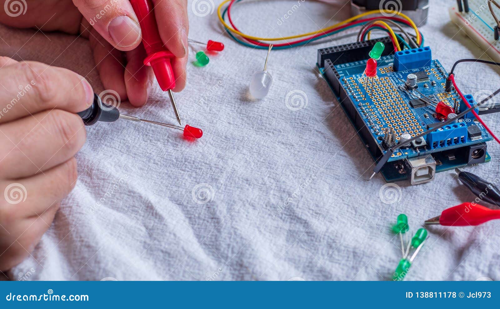 Red and Green LED Lights Being Shown in Use As Part of a ...