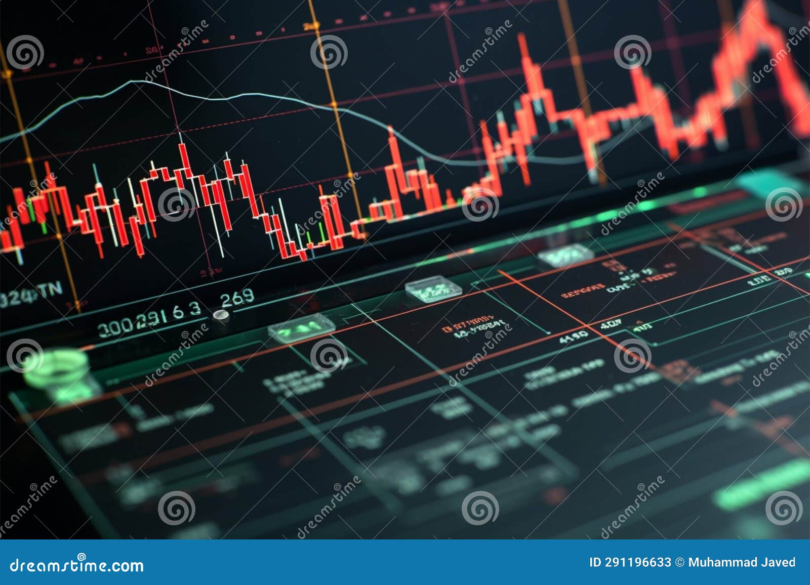 Red and Green Markings on the Chart Signify Contrasting Data Points ...