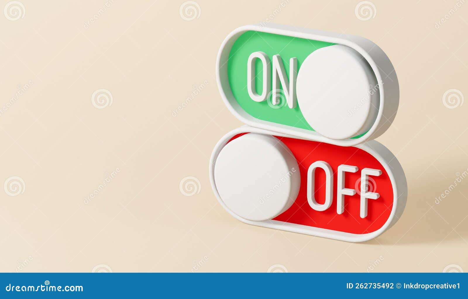 Red and Green on and Off Toggle Switches. 3D Rendering Stock ...