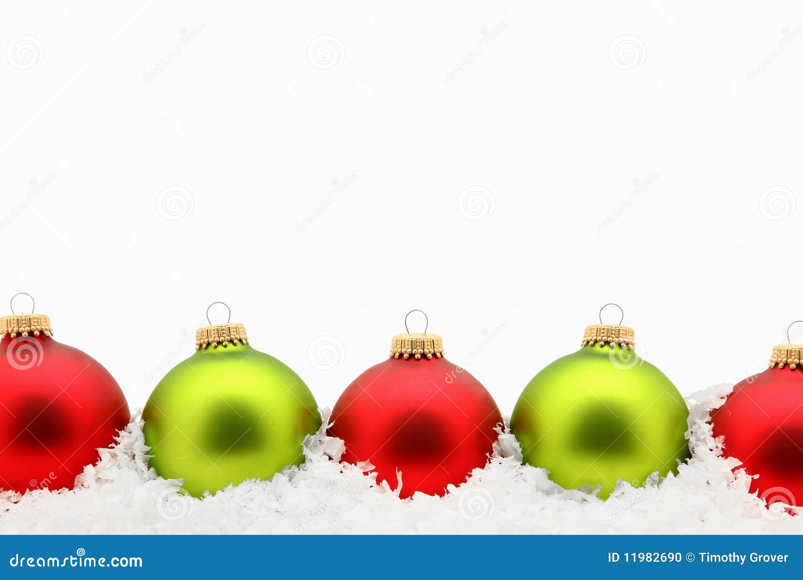 Red and Green Ornaments in Snow Stock Photo - Image of tree, cheer ...