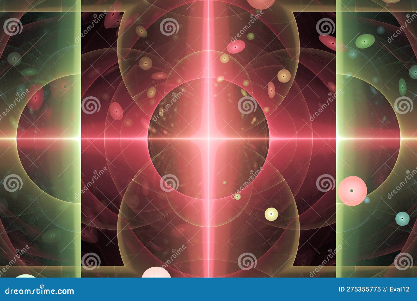 Red Green Pattern of Curved Shapes and Rays on a Black Background ...