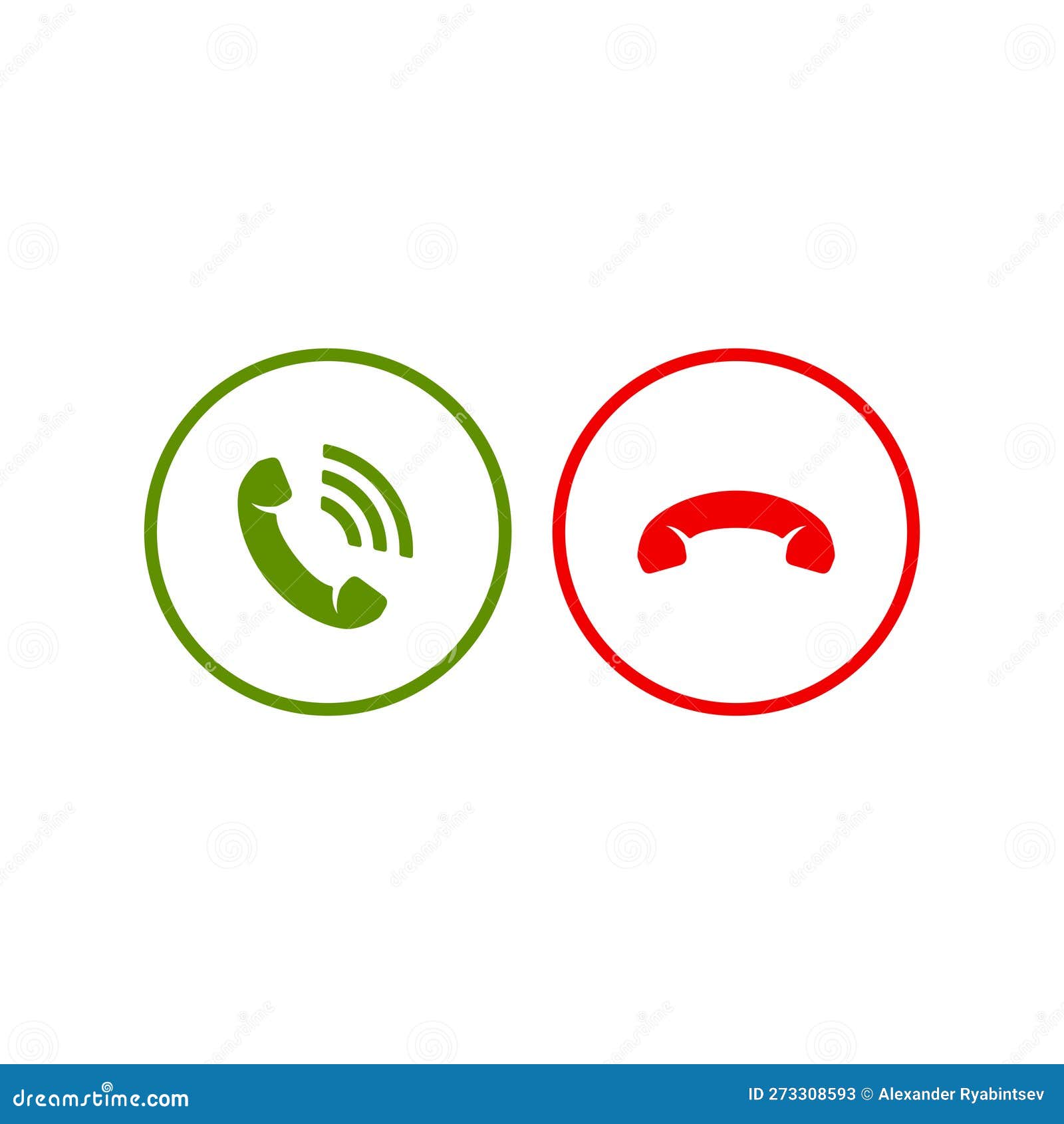 Red and Green Phone Call Vector Icons. Round Shape Call Icons. Stock ...