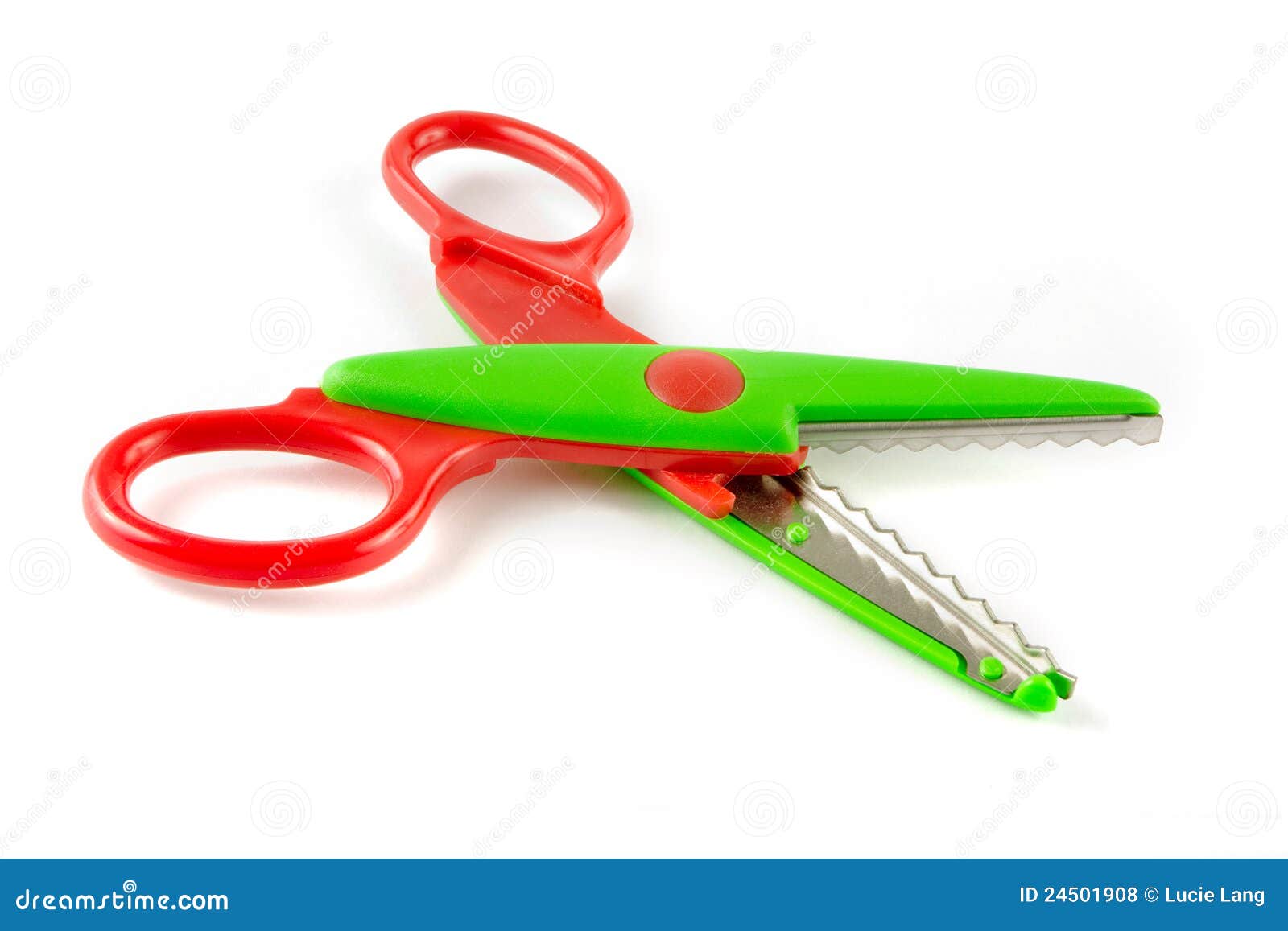 Plastic Scissors Cutting A Paper. School Accessories Stock Photography ...