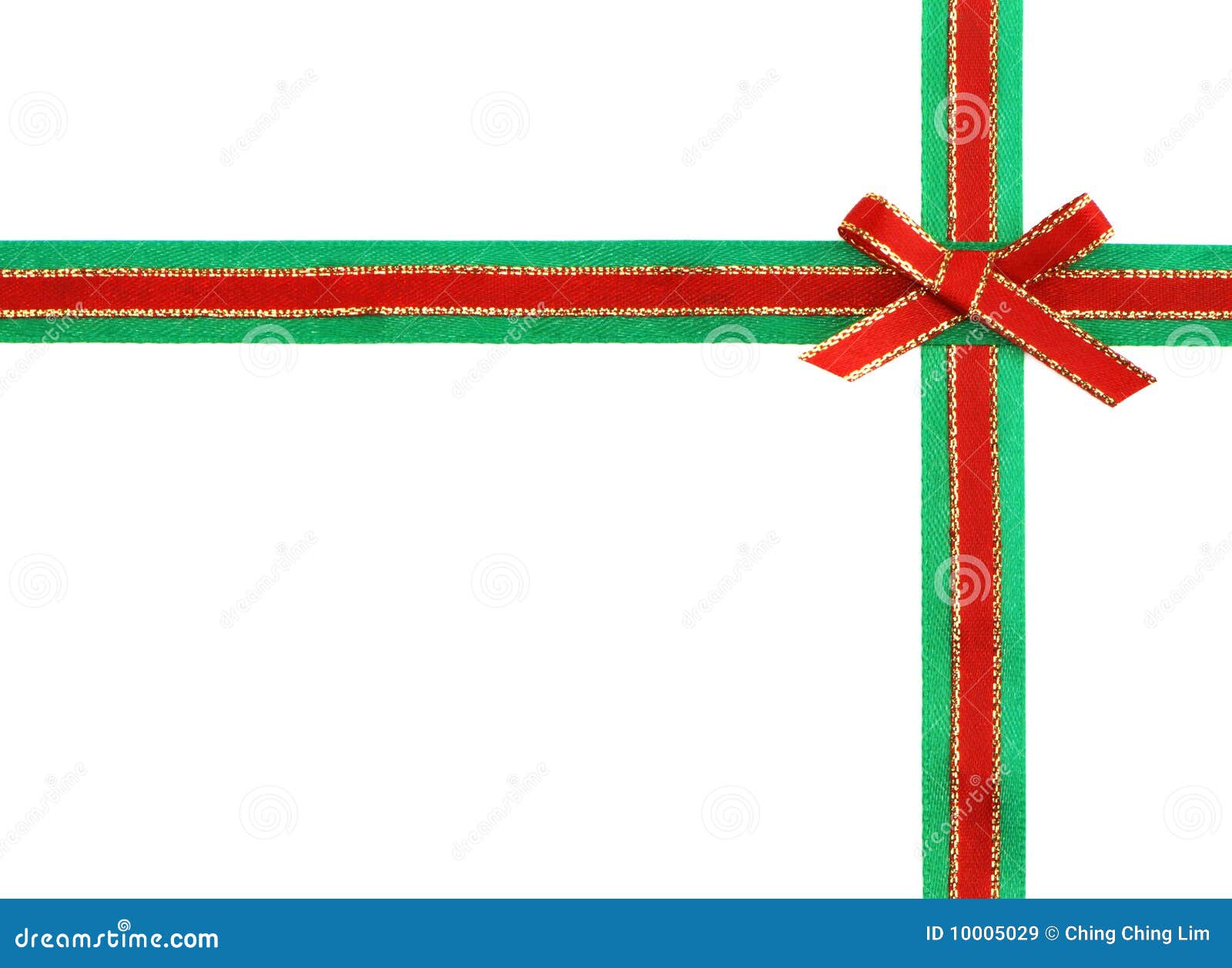 Red and Green Ribbon and Bow Stock Image - Image of note, festive: 10005029