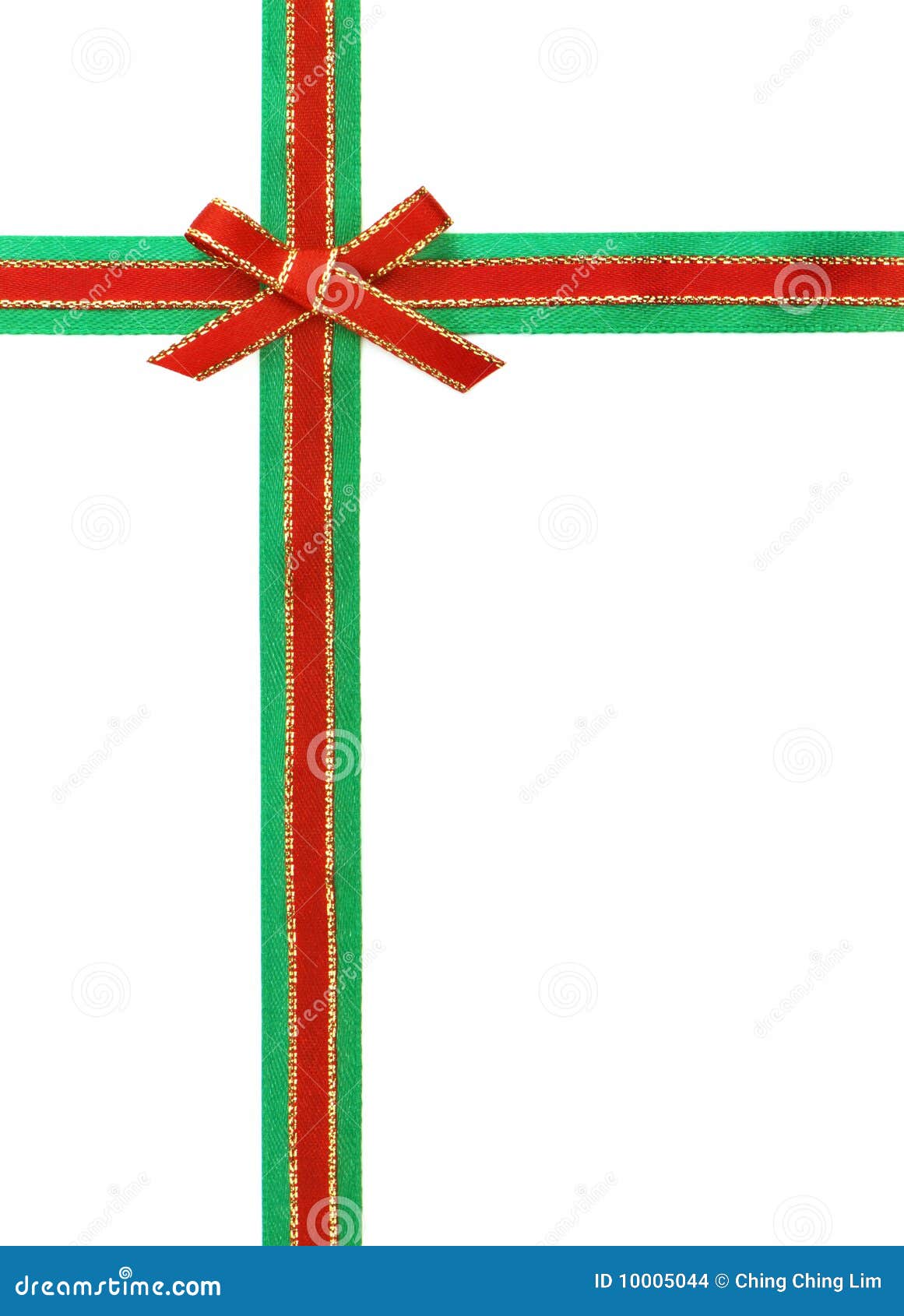 Red And Green Ribbon And Bow Stock Images - Image: 10005044