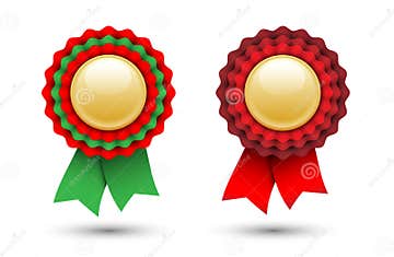 Red and Green Ribbon Rosette Stock Vector - Illustration of graphic ...