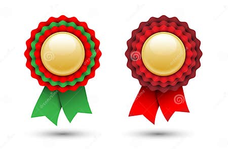 Red and Green Ribbon Rosette Stock Vector - Illustration of graphic ...