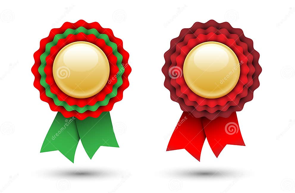 Red and Green Ribbon Rosette Stock Vector - Illustration of graphic ...
