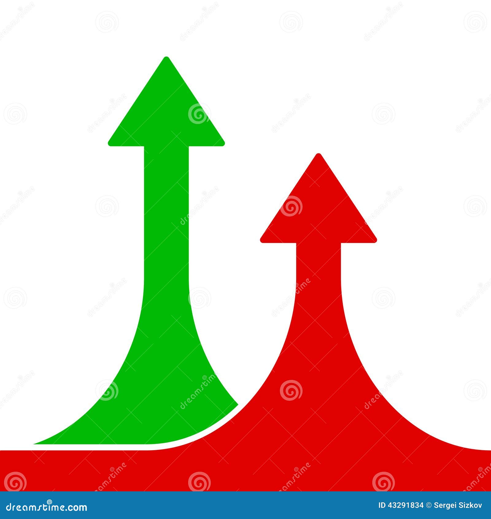 Red and Green Rising Arrows on White Background. Stock Vector ...