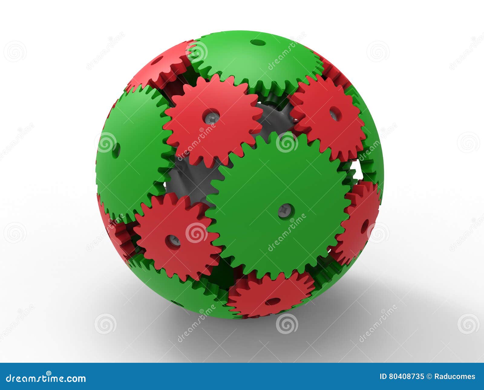Red and Green Sphere of Gears Stock Illustration - Illustration of ...