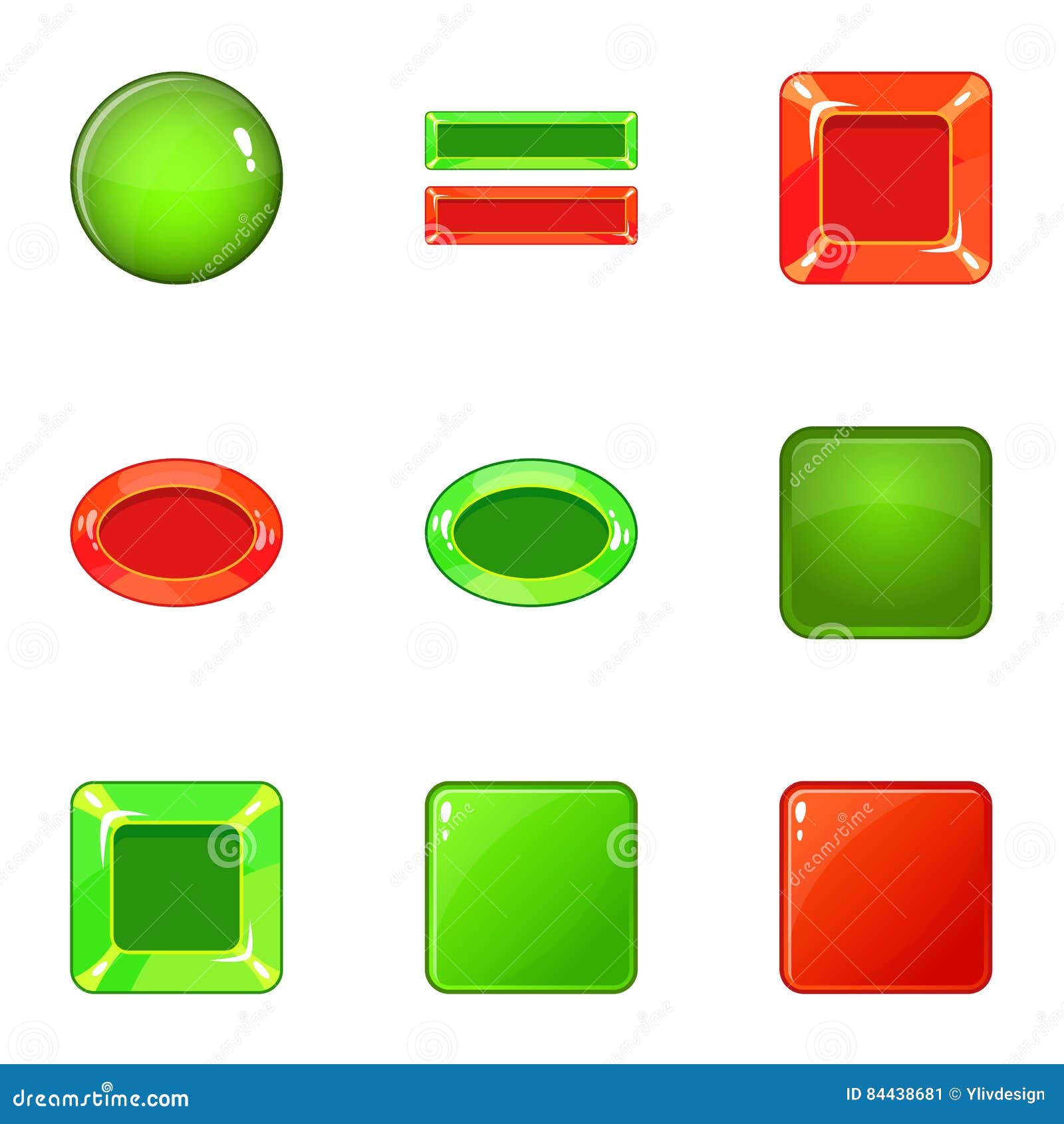 Red and Green Switch Icons Set, Cartoon Style Stock Vector ...