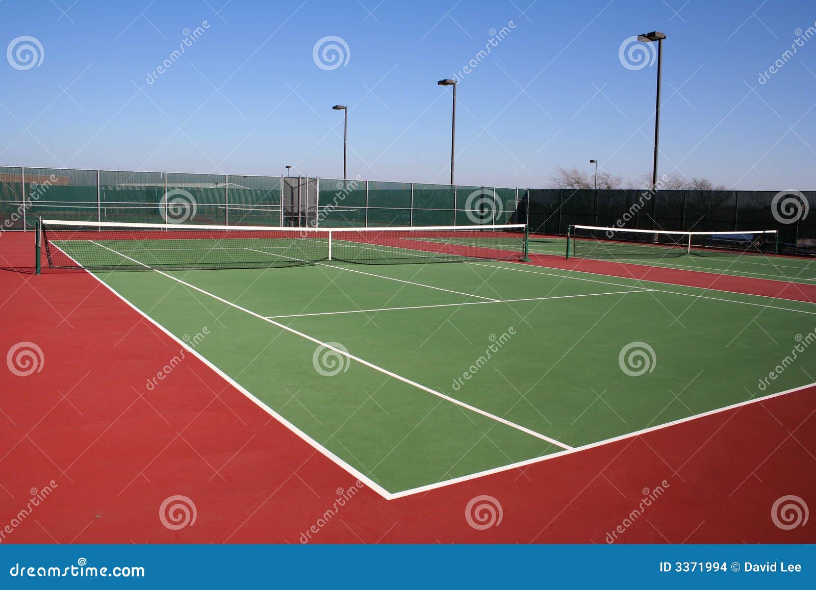 Red and green tennis court stock photo. Image of recreational - 3371994