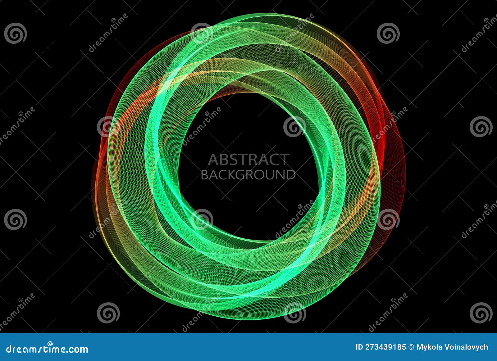 Red with Green Transparent and Circular Wave Lines on Dark Background ...