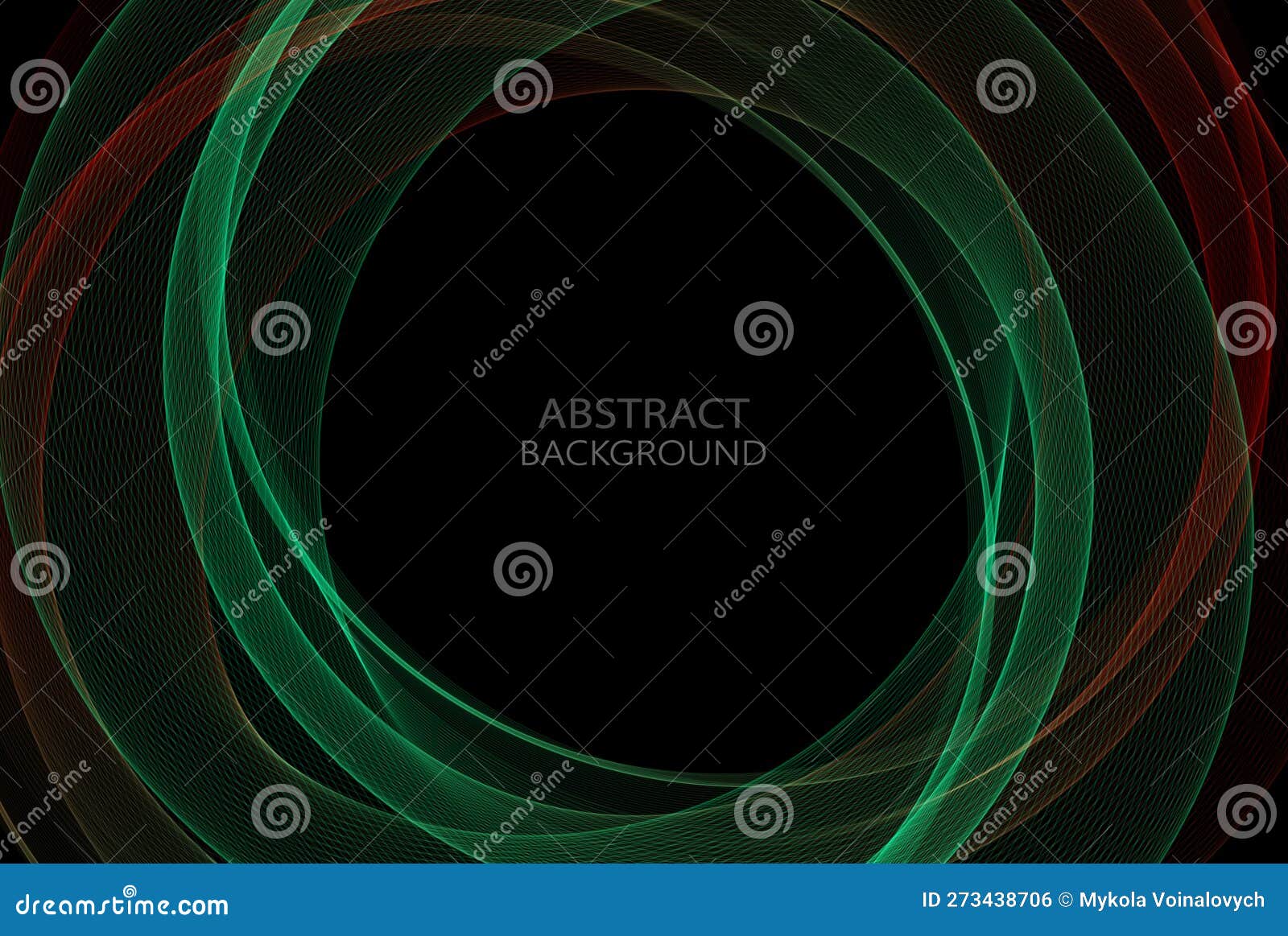 Red with Green Transparent Lines of a Circular Wave on a Dark ...