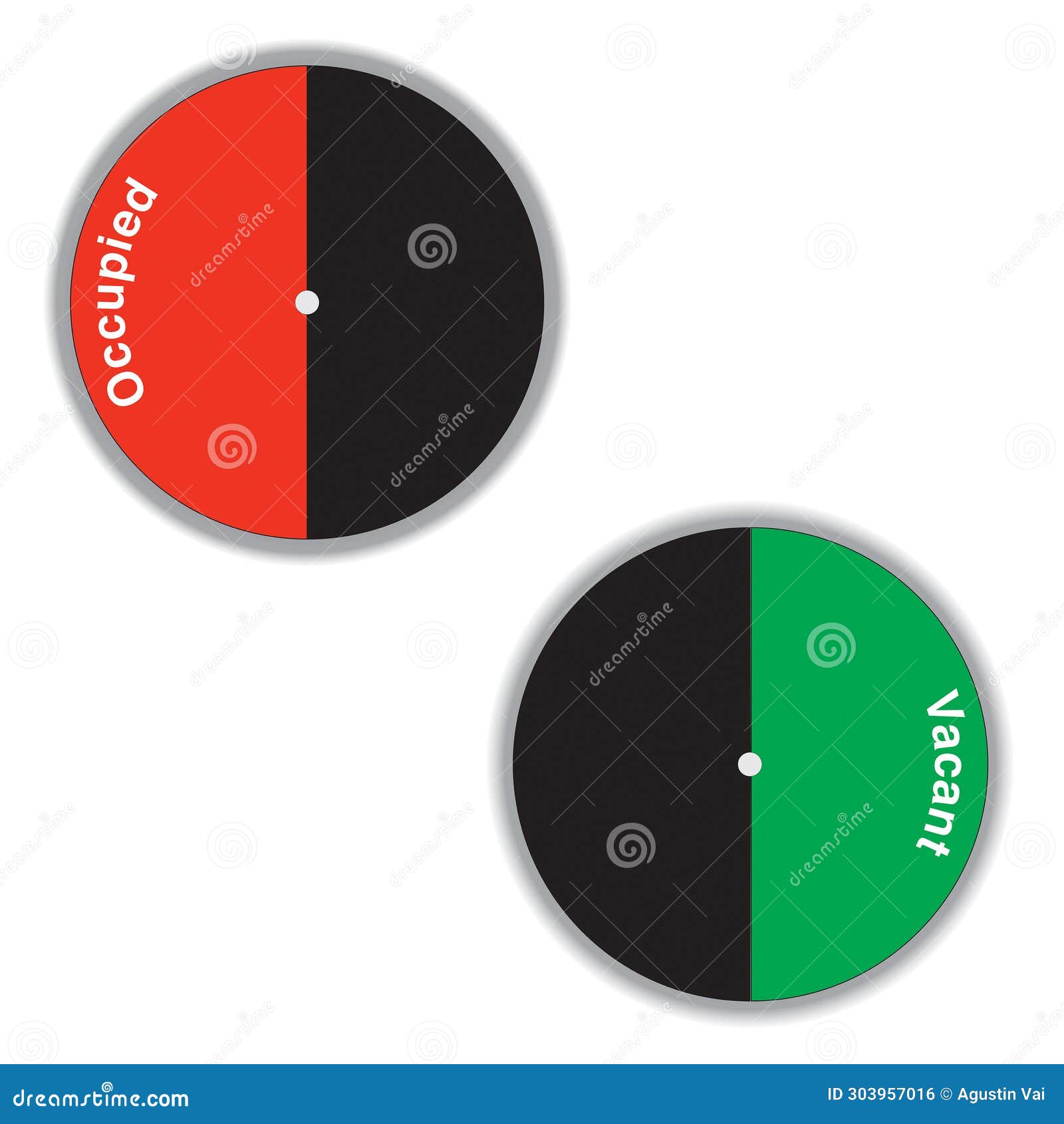 Red And Green Vacant Or Occupied Round Slider Sign On White Background ...