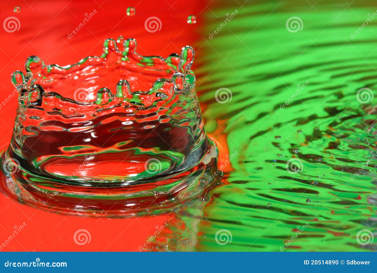 Red and Green Water Drop-splash-crown Stock Photo - Image of fluid ...