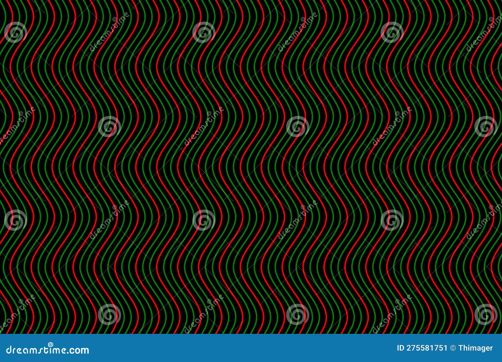 Red and Green Water Wave Lines Repeating Pattern on Black Background ...