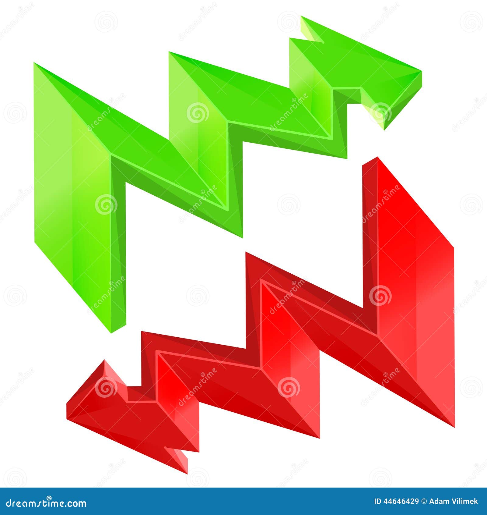 Red Green Zigzag Arrow Isolated Design Stock Vector - Illustration of ...