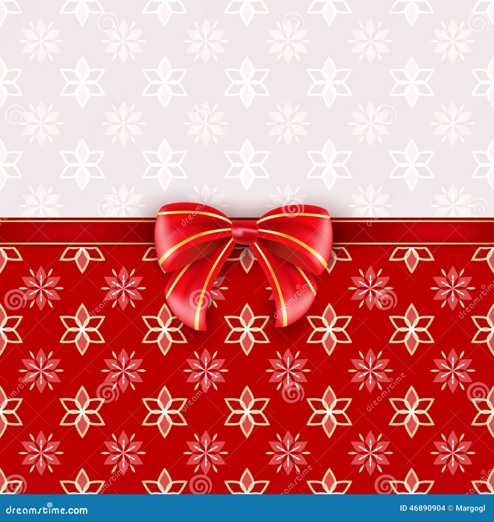 Red Greeting Card with Bow. Stock Vector - Illustration of border ...