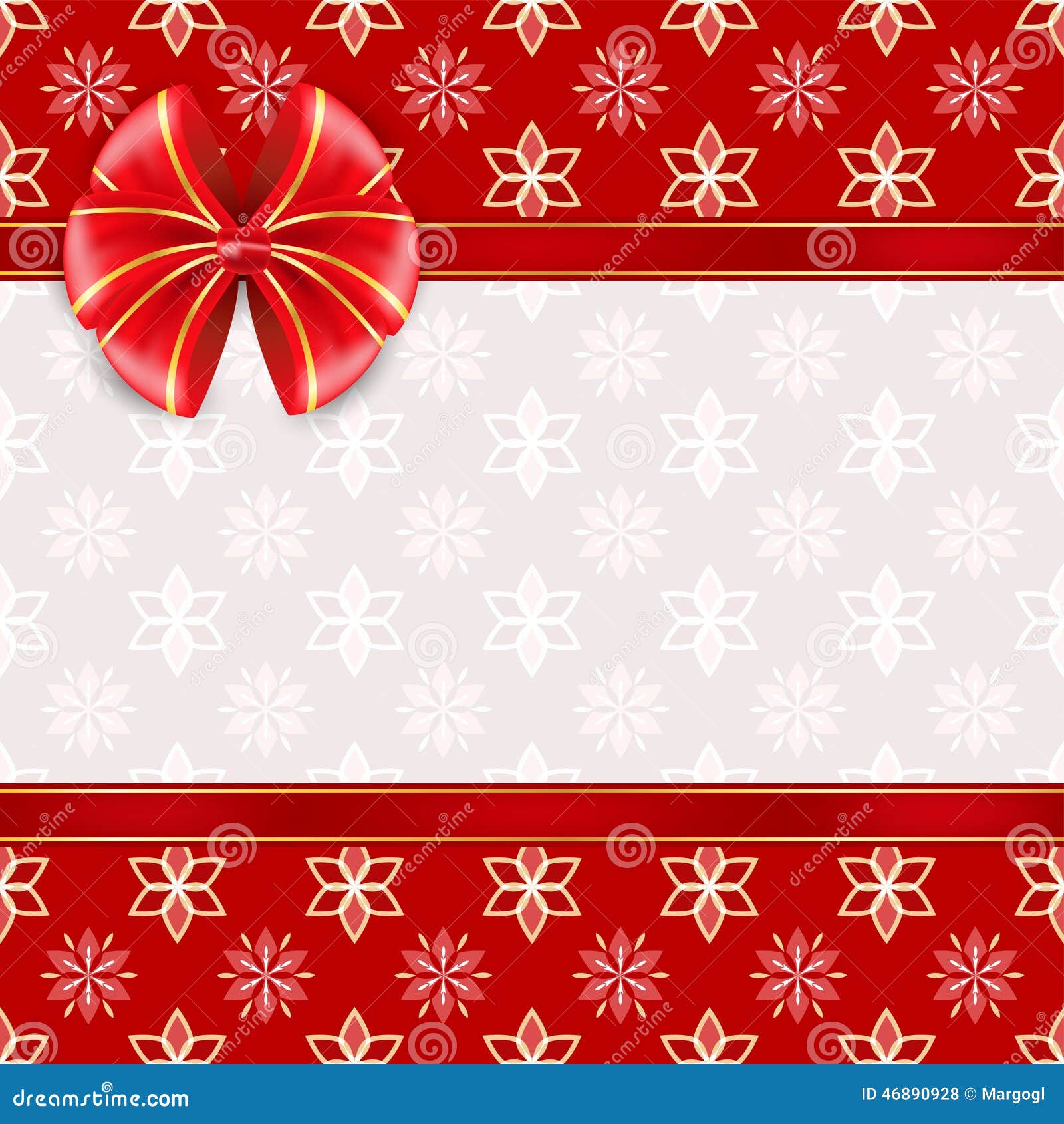 Red Greeting Card with Bow. Stock Vector - Illustration of pattern ...