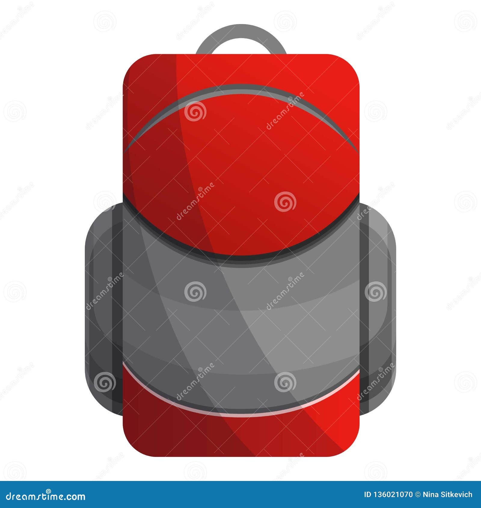 Red Grey Backpack Icon, Cartoon Style Stock Vector - Illustration of ...
