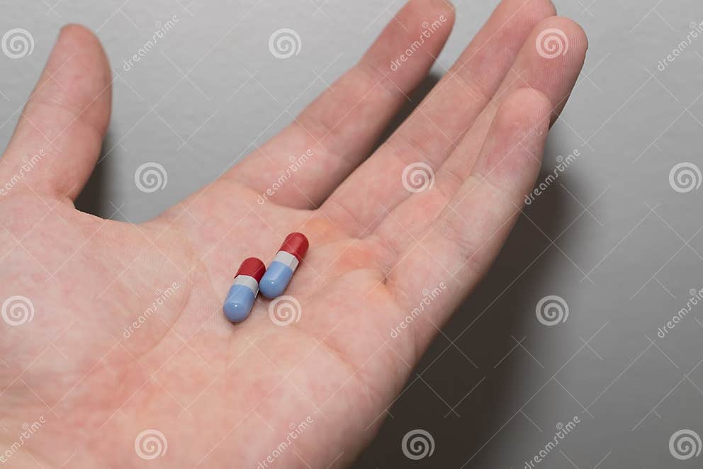 Red grey Blue pills stock photo. Image of capsule, care - 65658660
