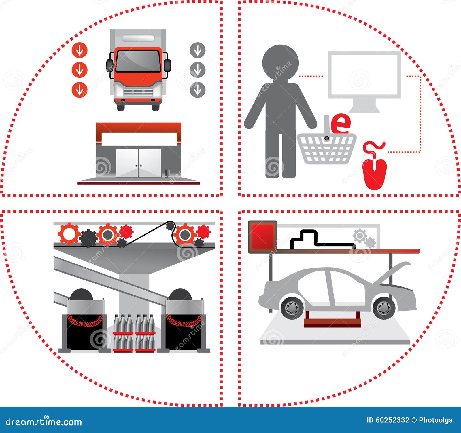 Red-grey Logistics Icons. Delivering Cargo Stock Vector - Illustration ...