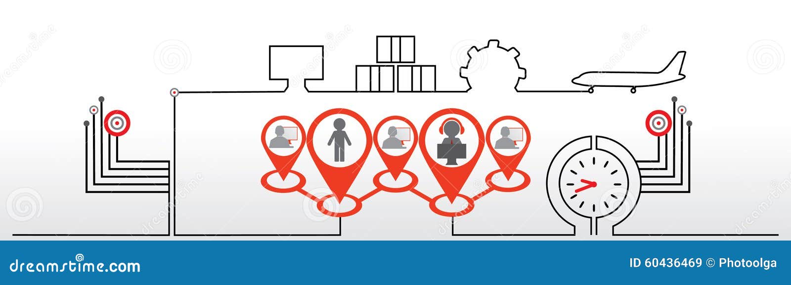 Red-grey Logistics Icons. Delivering Cargo Stock Vector - Illustration ...