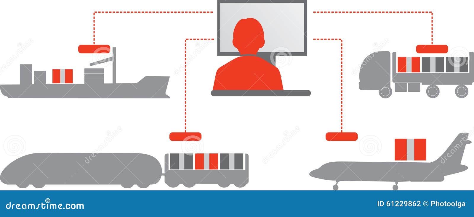 Red-grey Logistics Icons. E-commerce. Stock Vector - Illustration of ...