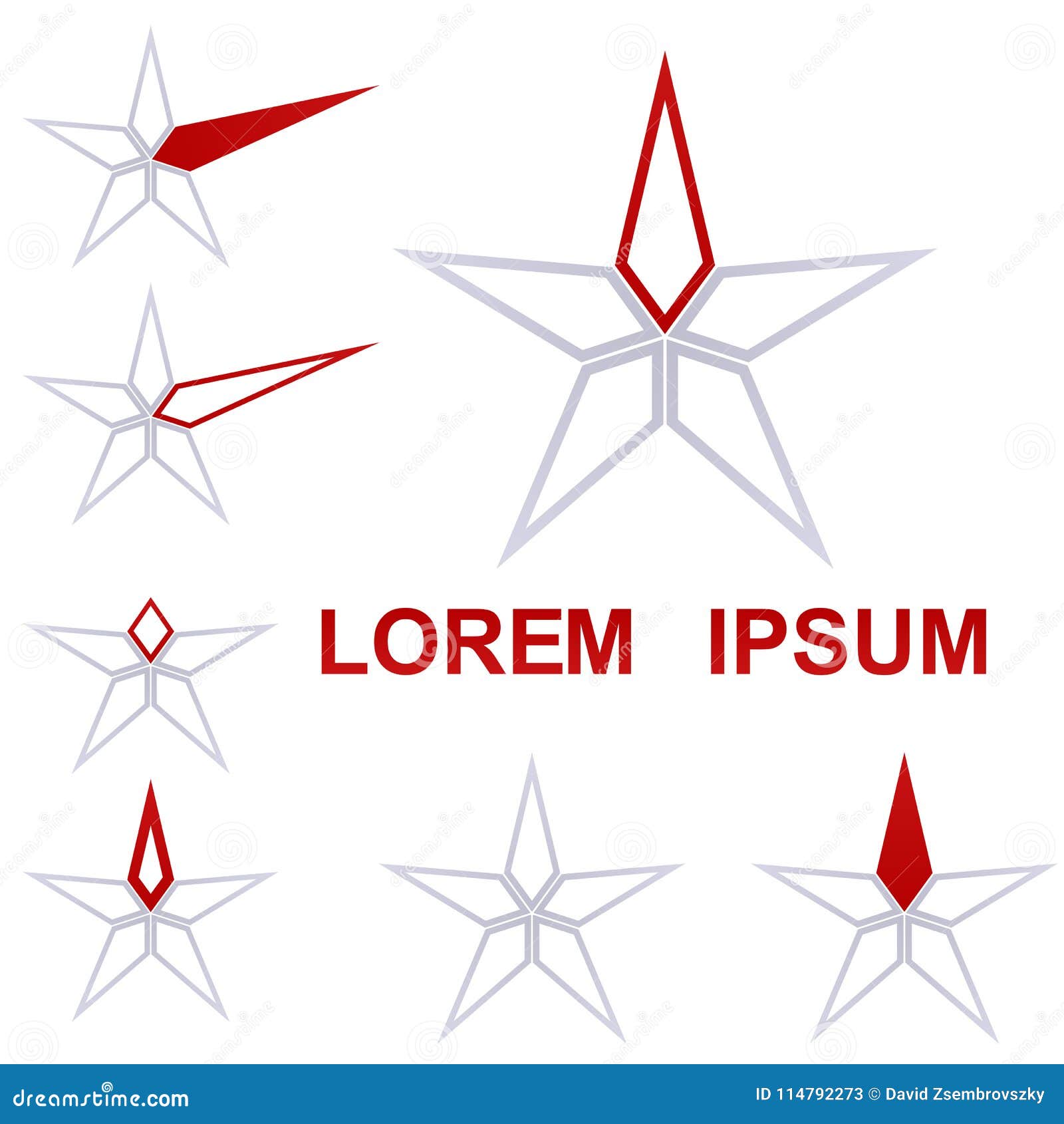 Red and grey star logo set stock vector. Illustration of five - 114792273