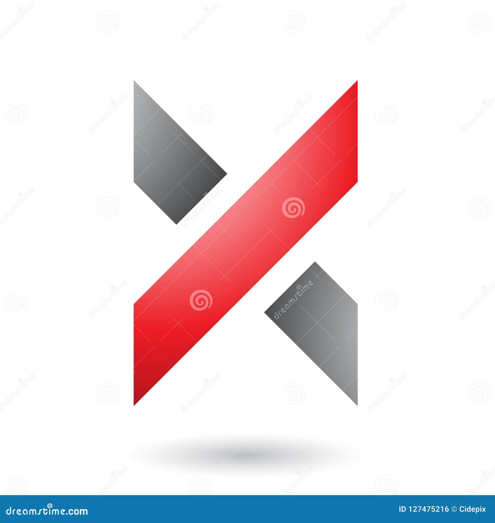 Red and Grey Thick Shaded Letter X Vector Illustration Stock Vector ...