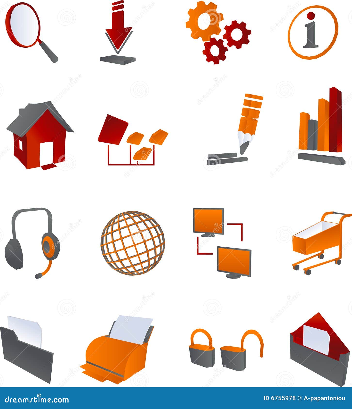 Red Grey Web Internet Icons Stock Vector - Illustration of modern, lock ...