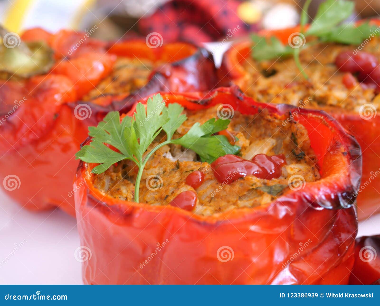 Stuffed red pepper stock image. Image of cooking, delicious - 123386939