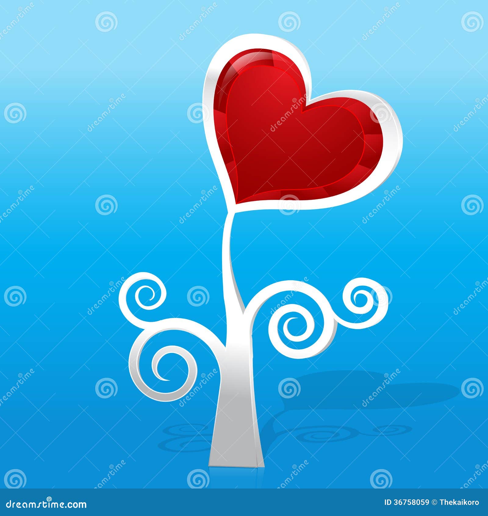 Red Grossy Gem Heart and Silver Tree Stock Vector - Illustration of ...