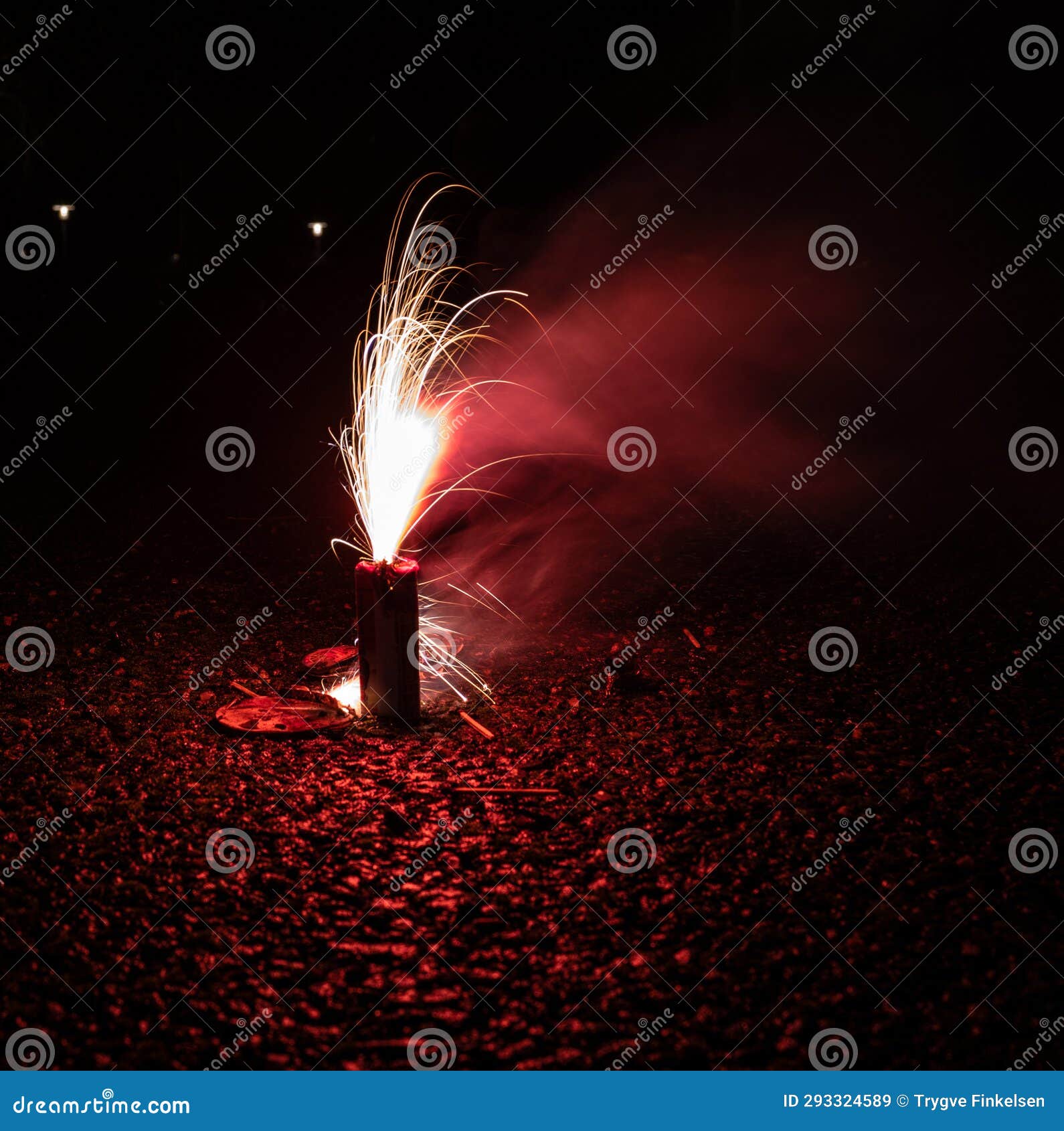 Red Ground Fireworks on Asphalt.. Stock Image - Image of colours ...