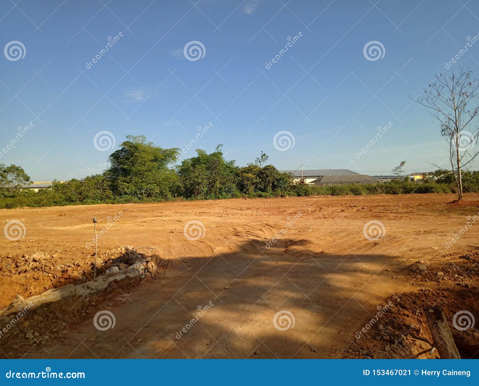 Red Ground with River in the Morning Stock Image - Image of nature ...