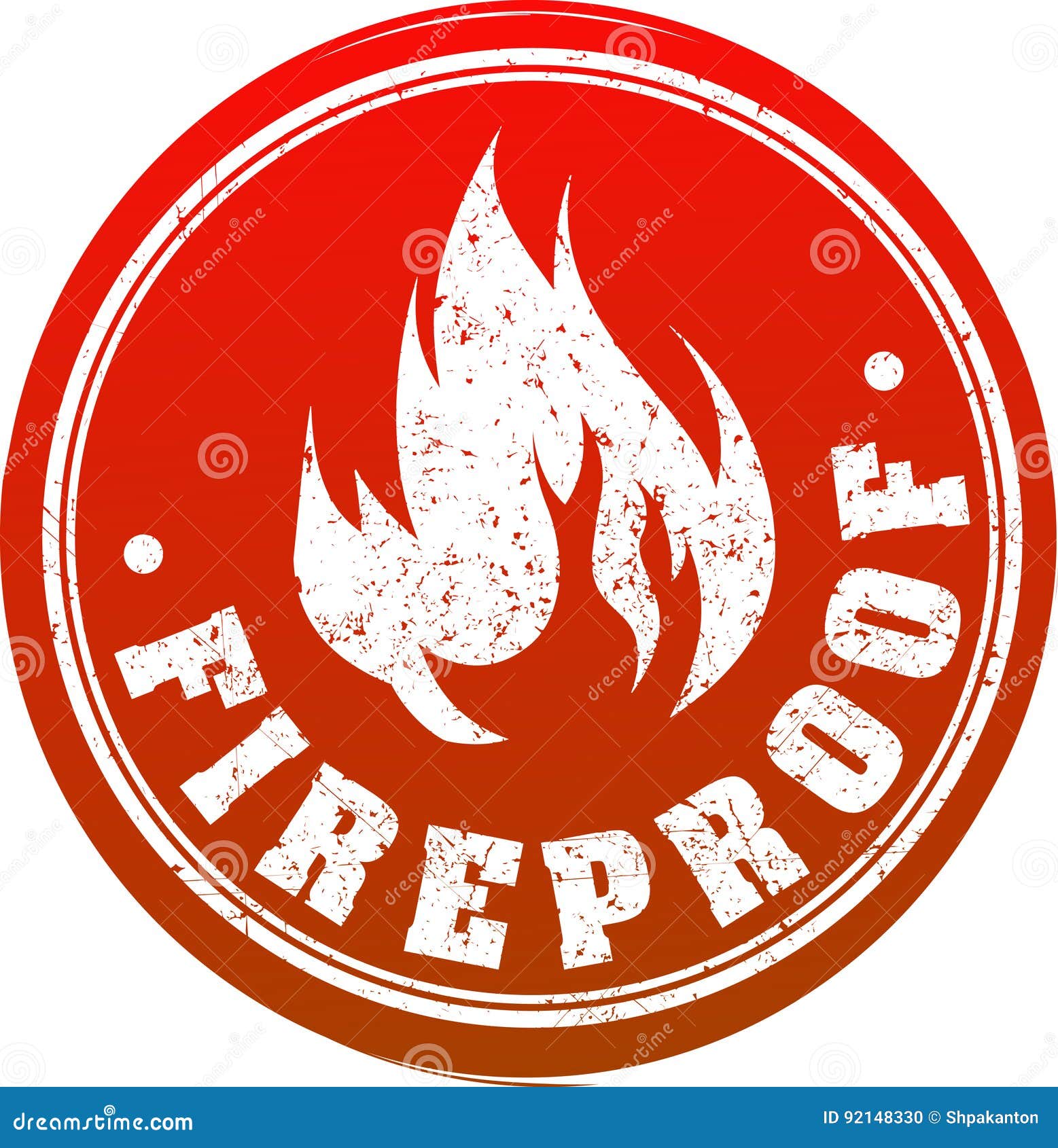 Red Grunge Rubber Stamp with Caption FIREPROOF and Blazing Fire Stock ...