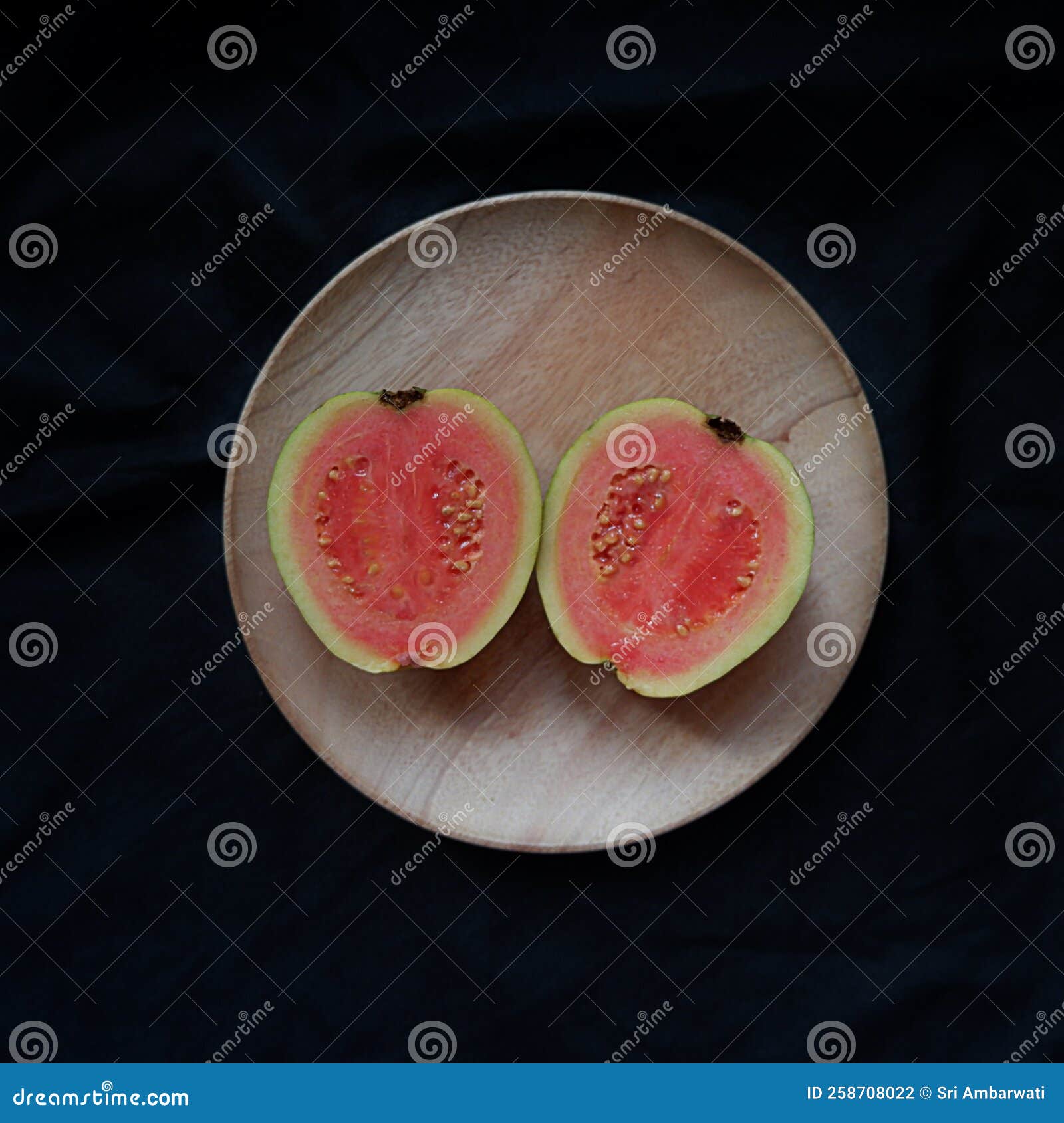 Red Guava Fruit Served on Wooden Plate Stock Photo - Image of freshness ...