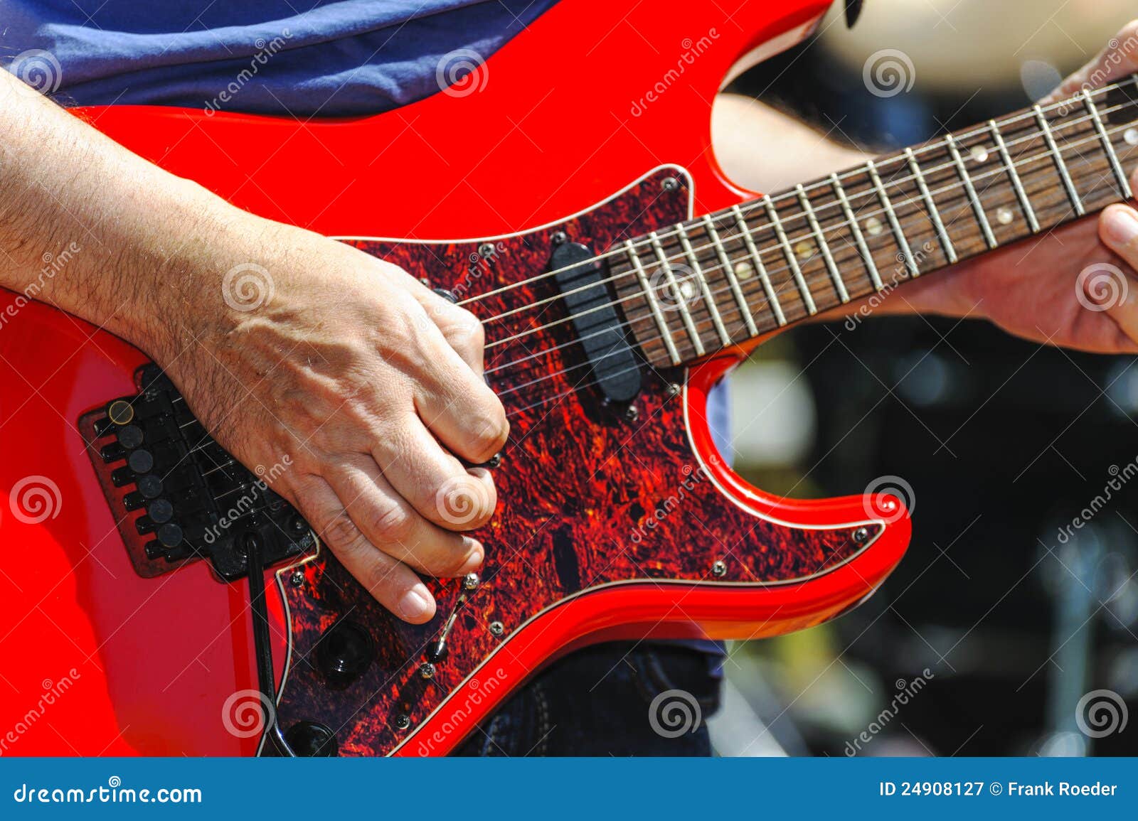 Red guitar stock image. Image of fingerboard, strings - 24908127