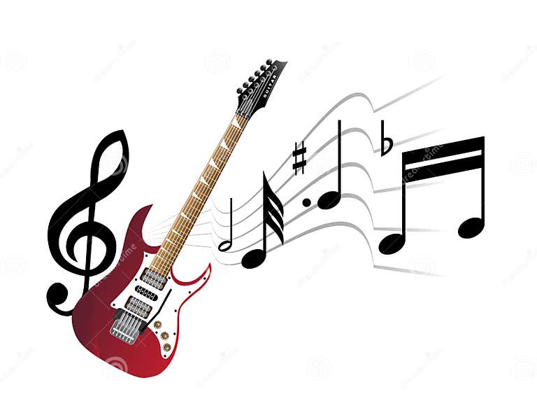 Red Guitar and Abstract Music Stock Vector - Illustration of funky ...