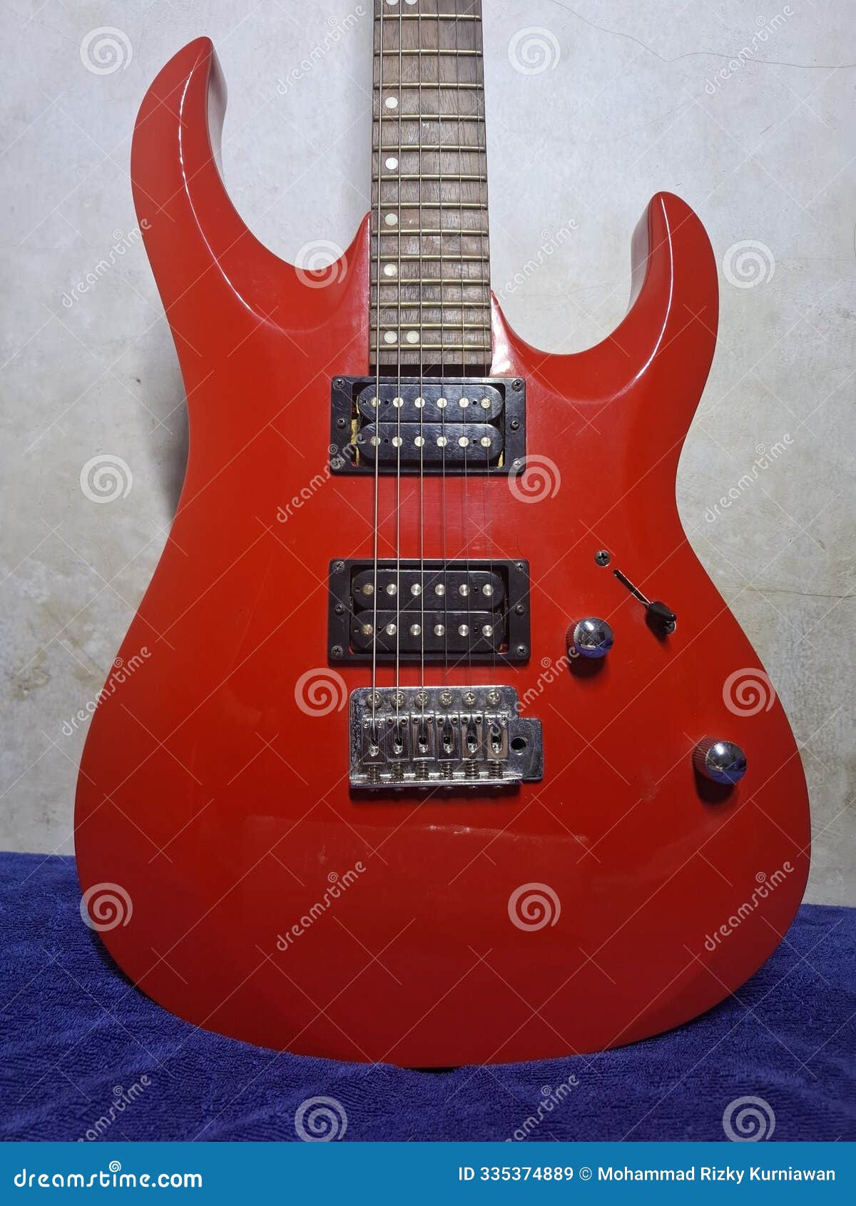 Red Guitar Blue Base and Black Coil Stock Image - Image of base ...