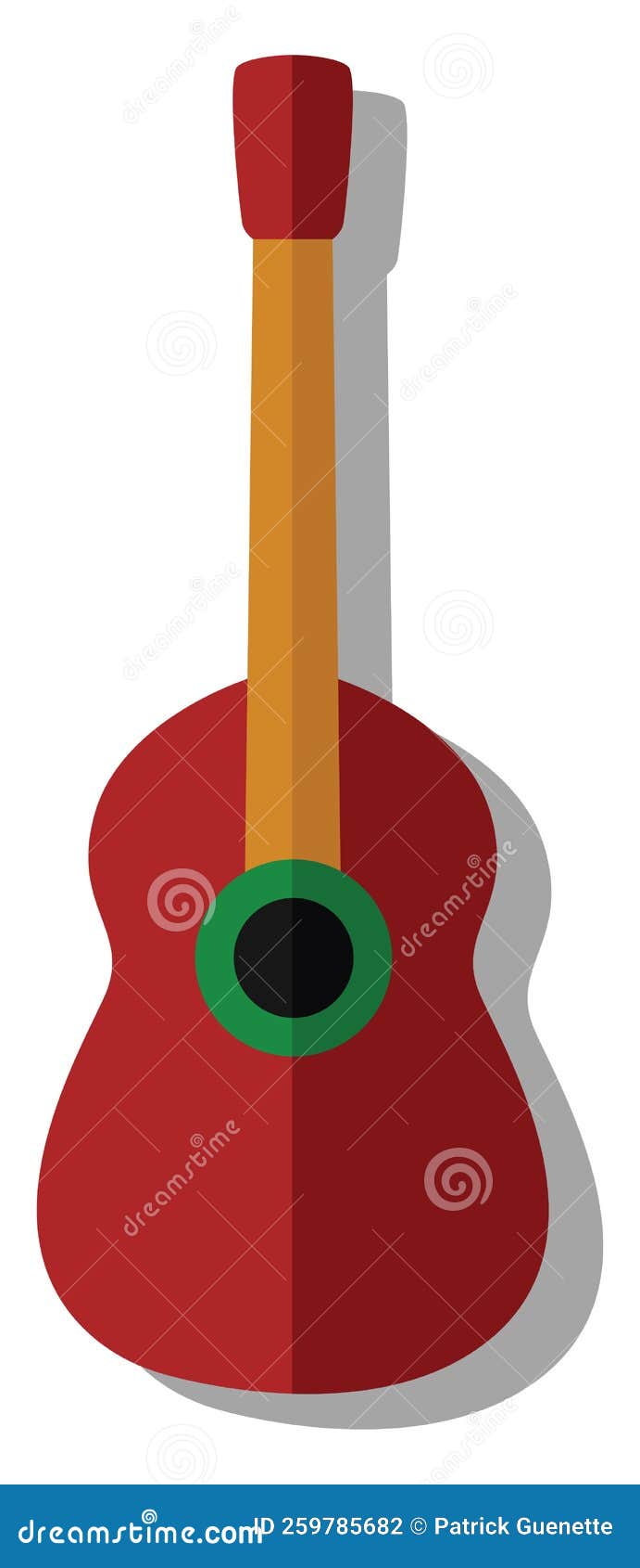 Red guitar, icon stock vector. Illustration of equipment - 259785682