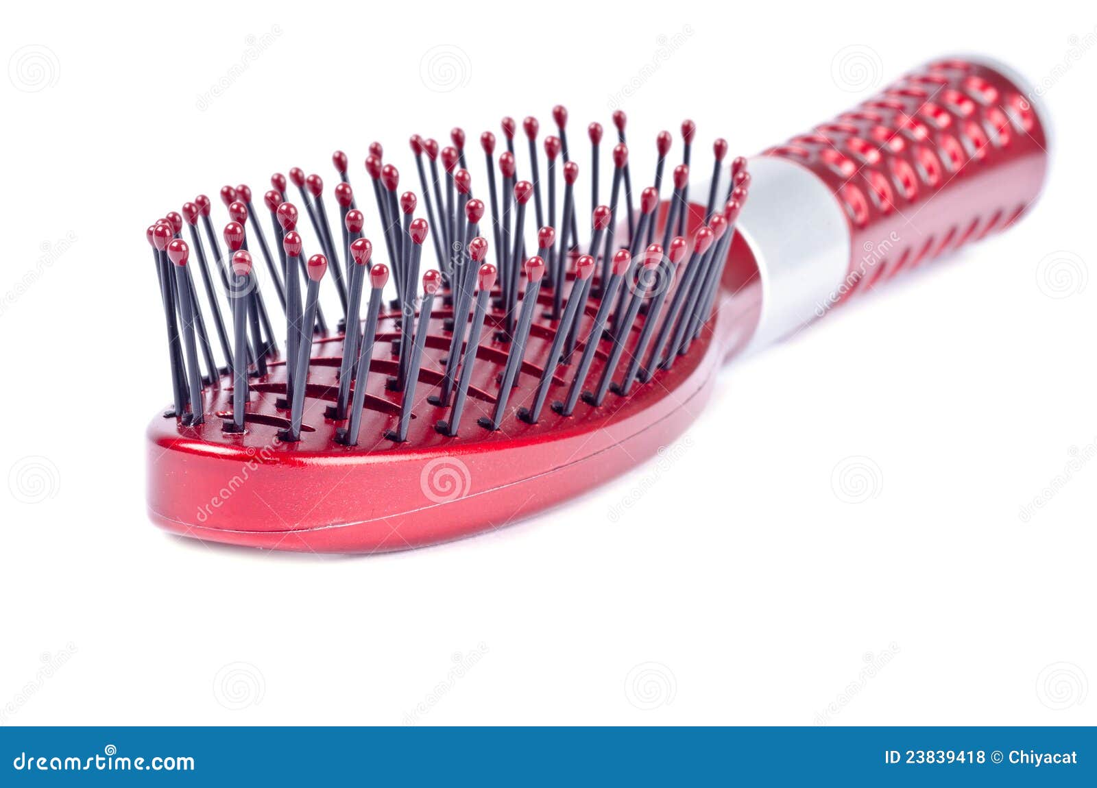 Red Hair Brush Closeup stock photo. Image of care, white - 23839418