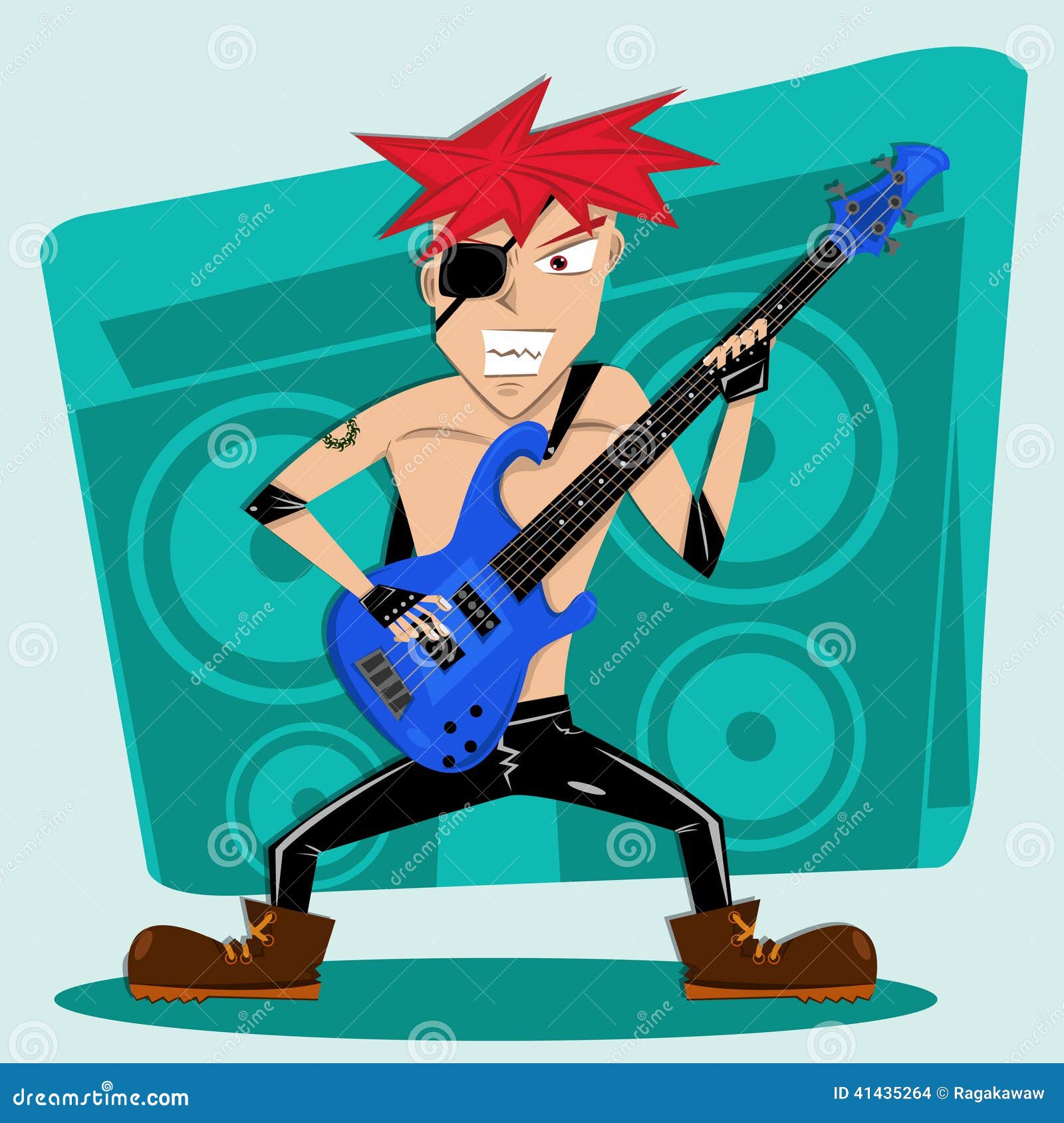 Red Hair rock bass player stock vector. Illustration of modern - 41435264