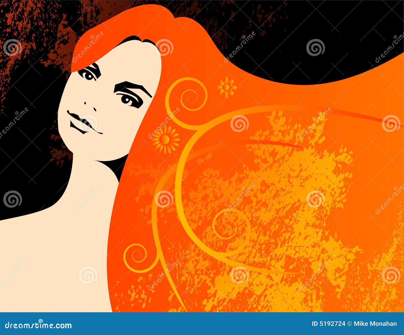 Red hair woman stock vector. Illustration of portrait - 5192724