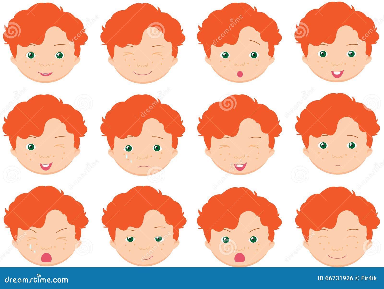 Red-haired Boy Emotions: Joy Stock Vector - Illustration of laughing ...