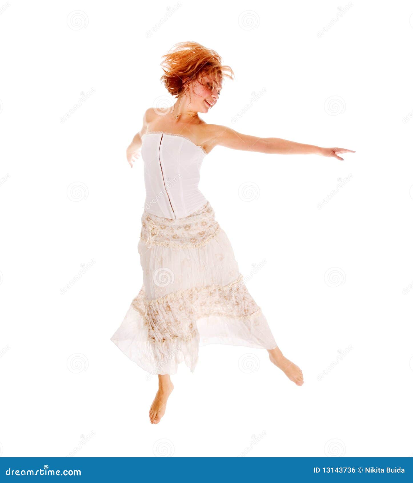 Red-haired Dancer on White Background Stock Photo - Image of performing ...